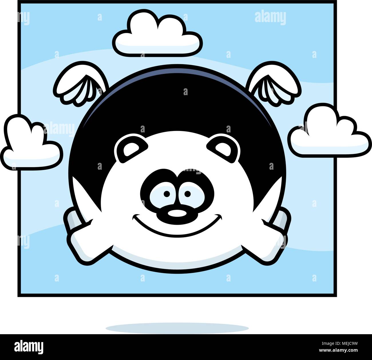 A cartoon illustration of a panda flying in the sky Stock Vector Image ...