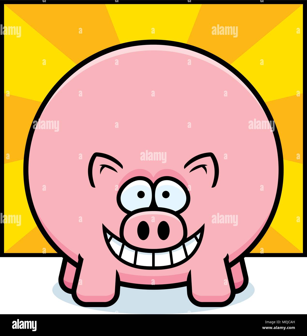 A cartoon illustration of a pig looking happy Stock Vector Image & Art ...