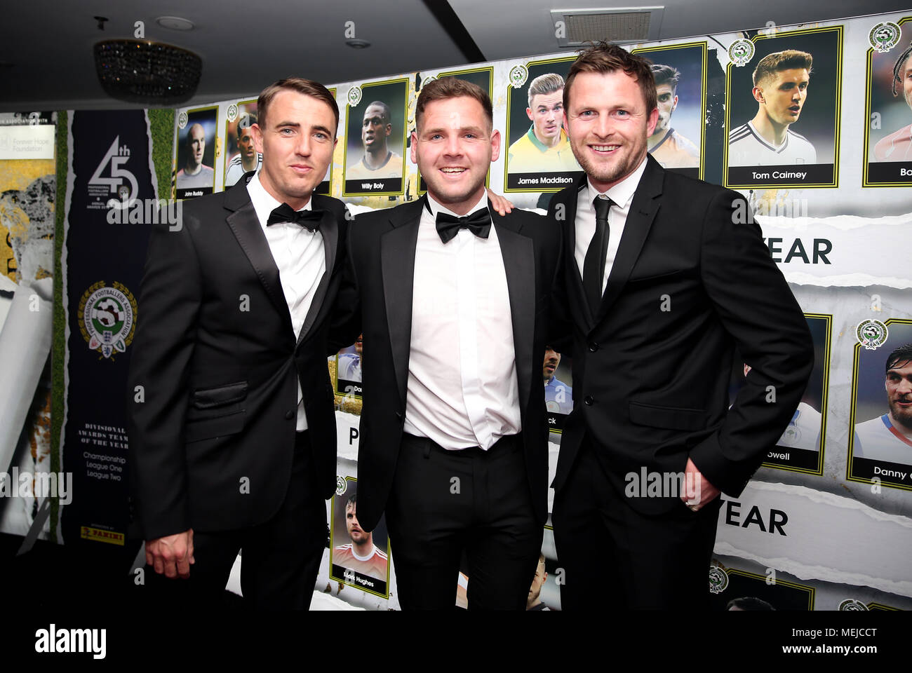 Accrington Stanley's (left-right) Guest, Billy Kee and Mark Hughes ...