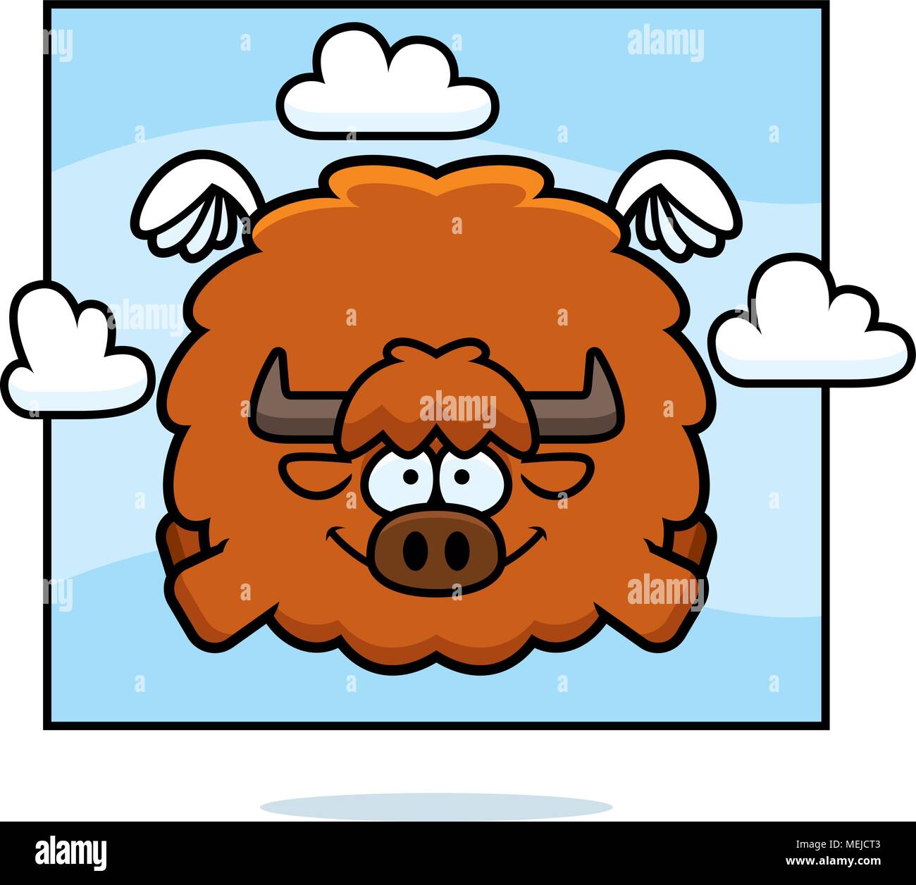A cartoon illustration of a yak flying in the sky Stock Vector Image ...