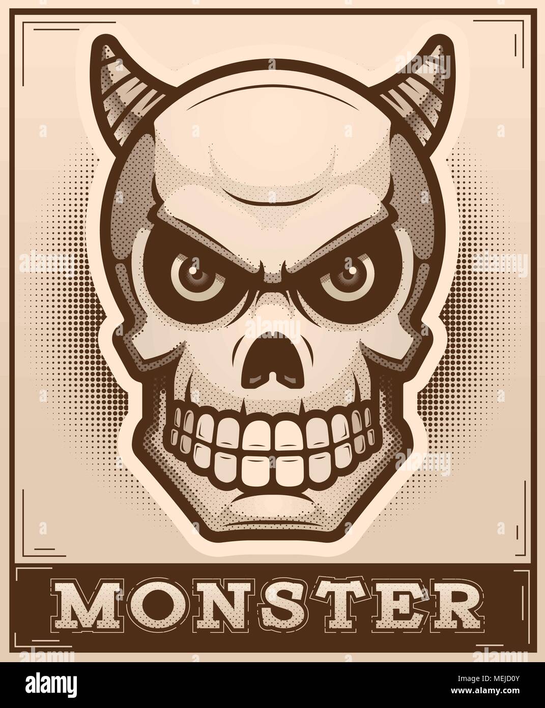 An illustration of a demon skull on a poster Stock Vector Image & Art ...