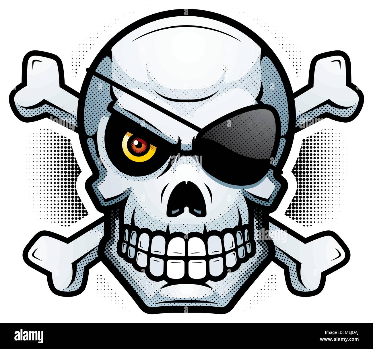 An illustration of a skull and crossbones looking evil Stock Vector ...