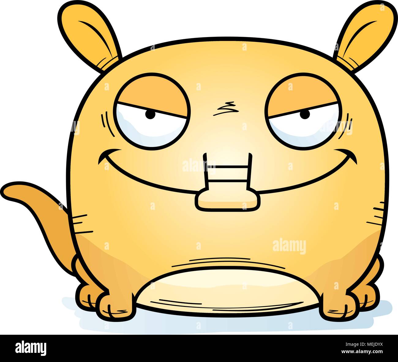 A cartoon illustration of a little aardvark with a devious expression ...