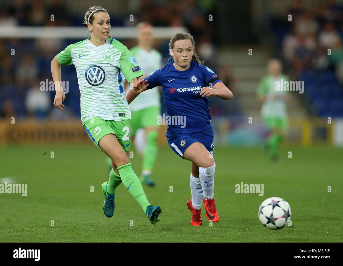 Chelsea Ladies' Erin Cuthbert (right) and Wolfsburg Ladies' Lena ...