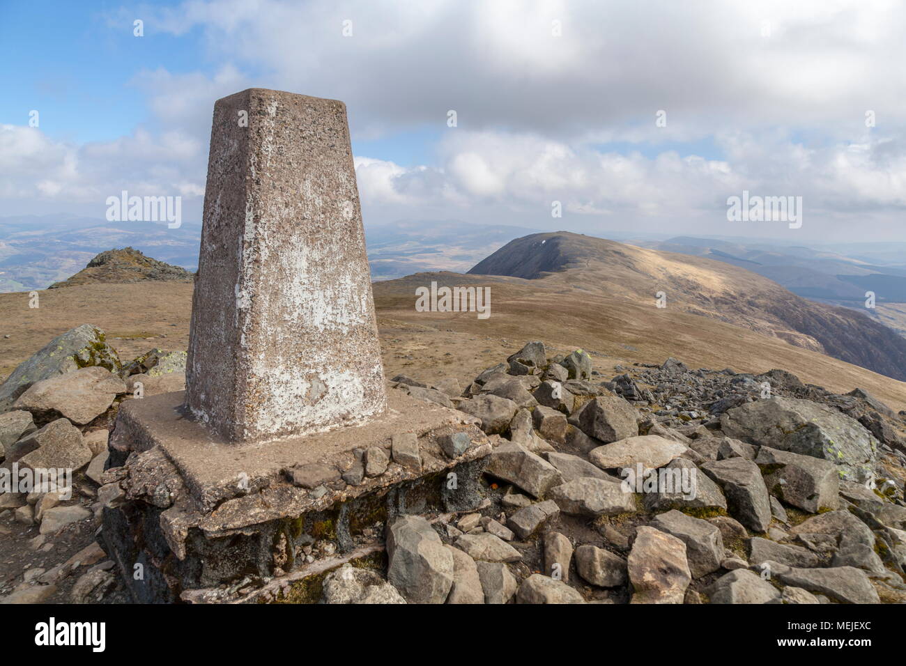 A view from the trig point on Cadair Idris to the summit of Mynydd Moel ...