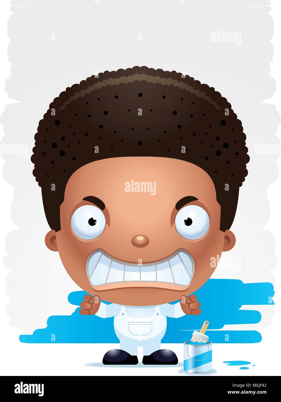 A cartoon illustration of a boy painter with an angry expression Stock ...