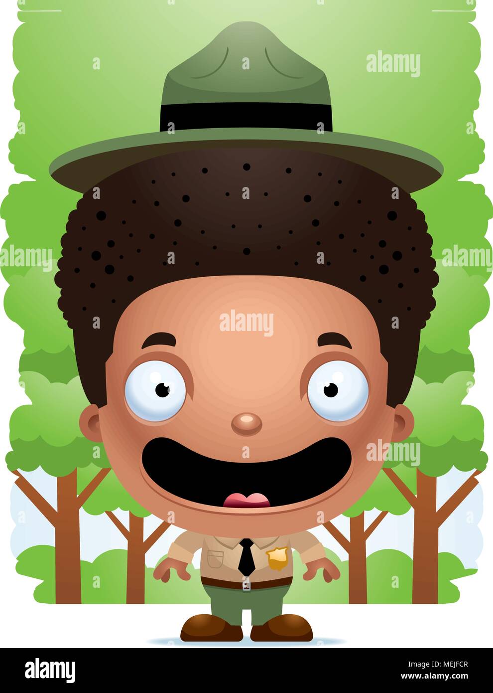 A happy cartoon boy in a park ranger costume Stock Vector Image & Art ...