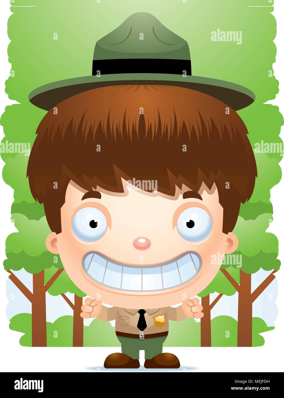 A happy cartoon boy in a park ranger costume Stock Vector Image & Art ...