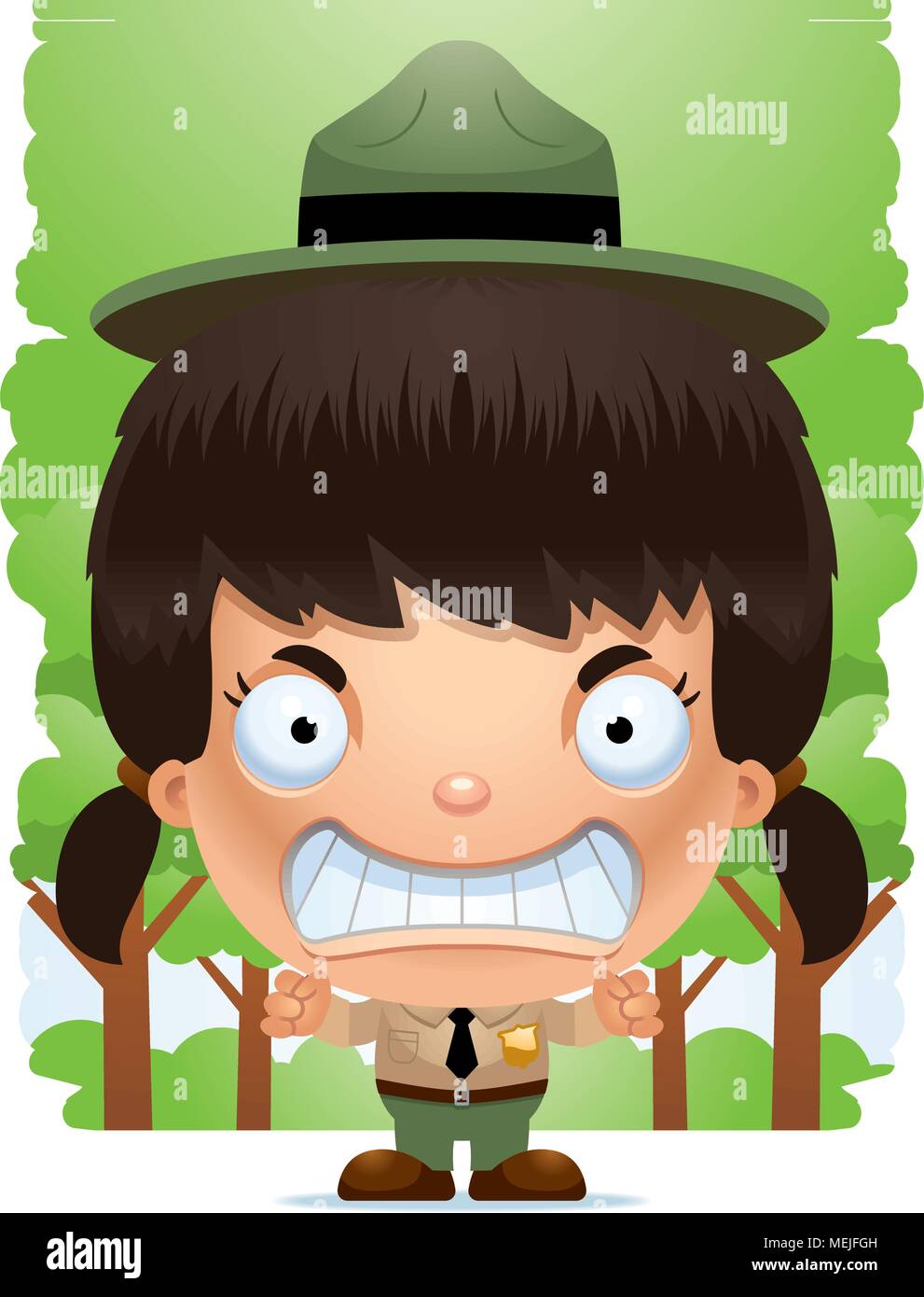 A cartoon illustration of a girl park ranger looking angry Stock Vector ...