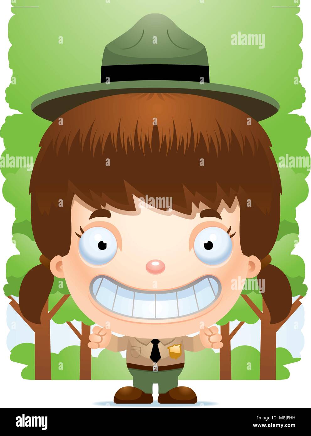 Cartoon illustration girl park ranger hi-res stock photography and ...