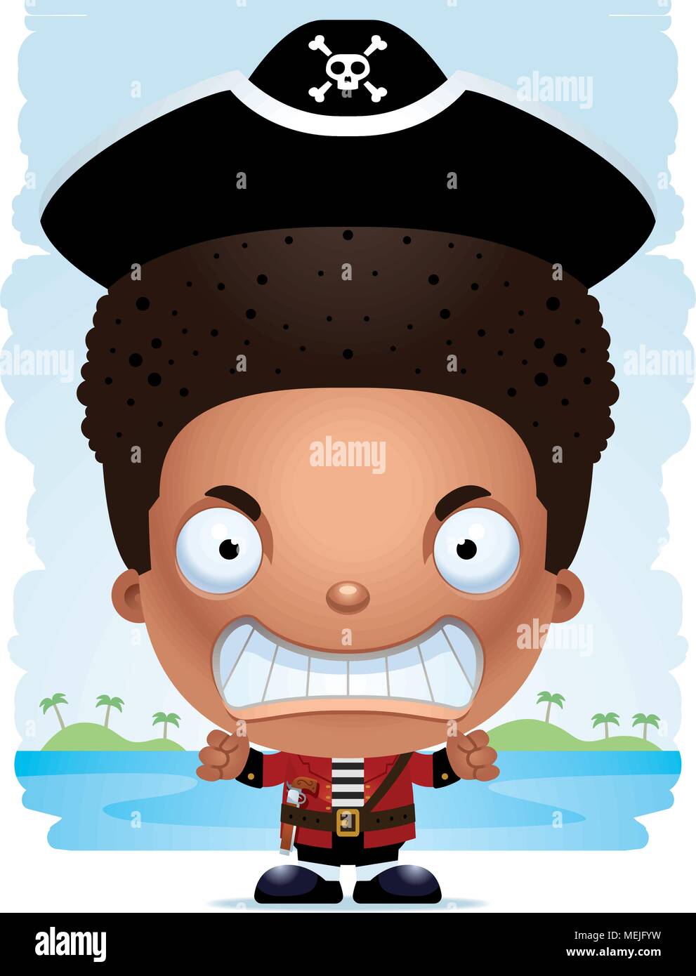 A cartoon illustration of a boy pirate with an angry expression Stock ...