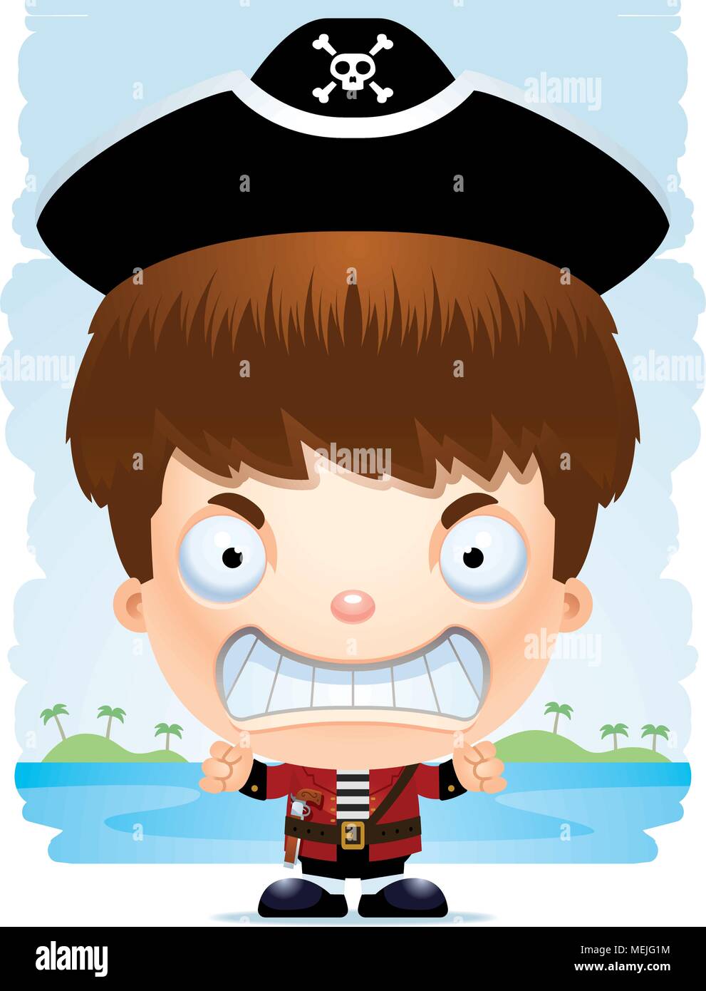 A cartoon illustration of a boy pirate with an angry expression Stock ...