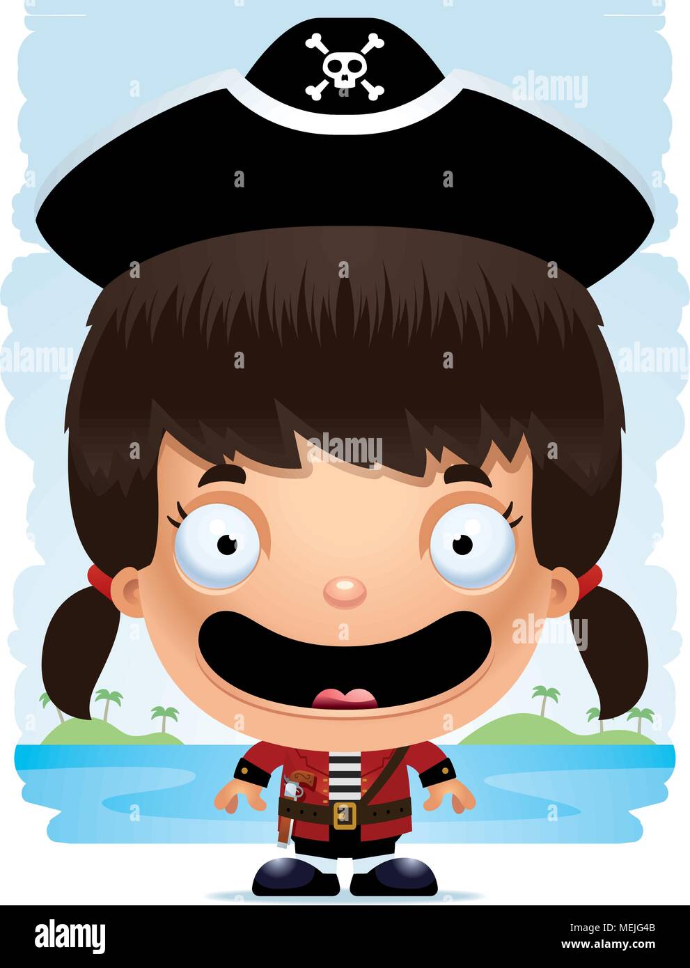 A cartoon illustration of a girl pirate smiling Stock Vector Image ...