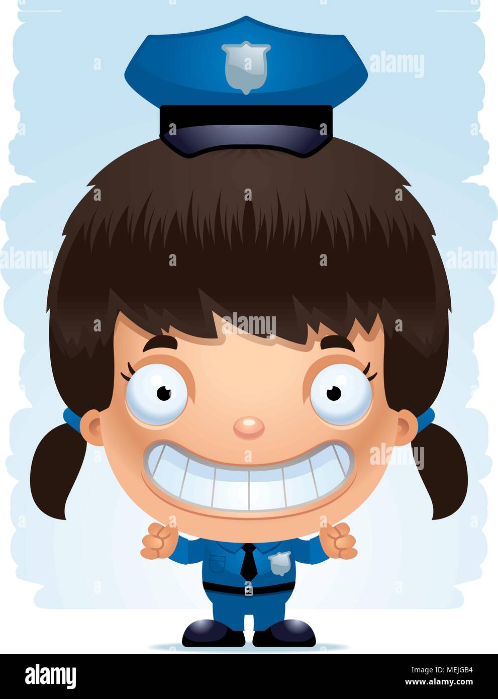 A cartoon illustration of a girl police officer smiling Stock Vector ...