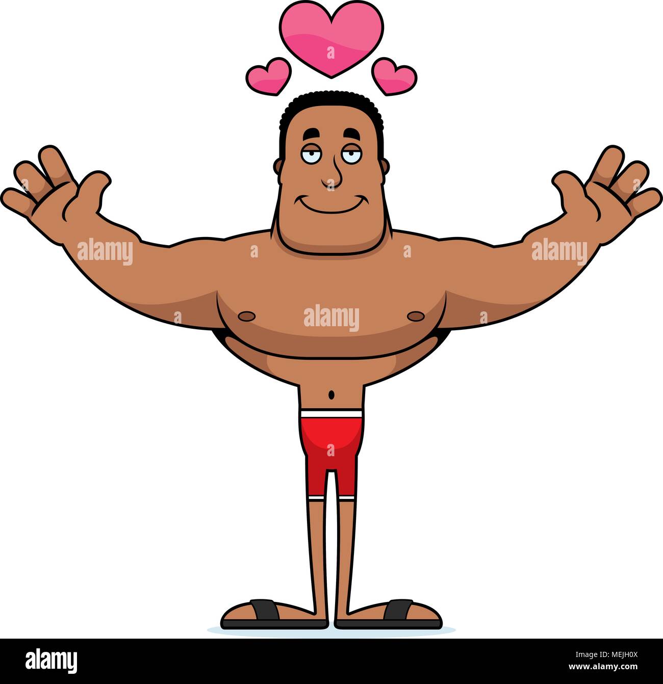 A cartoon man ready to give a hug in a swimsuit Stock Vector Image ...