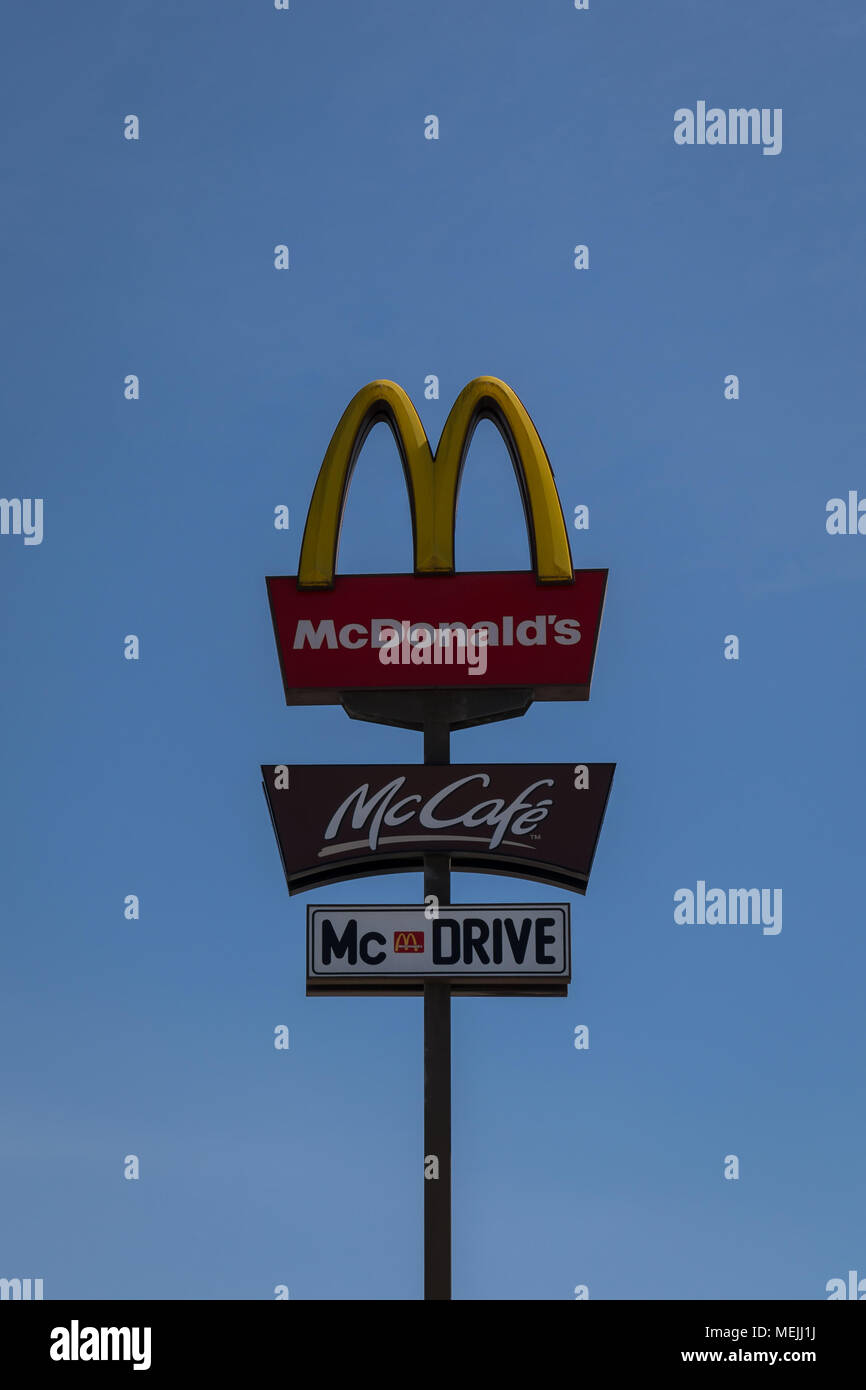 McDonald's fast food restaurant sign logo, McCafe and McDrive sign ...