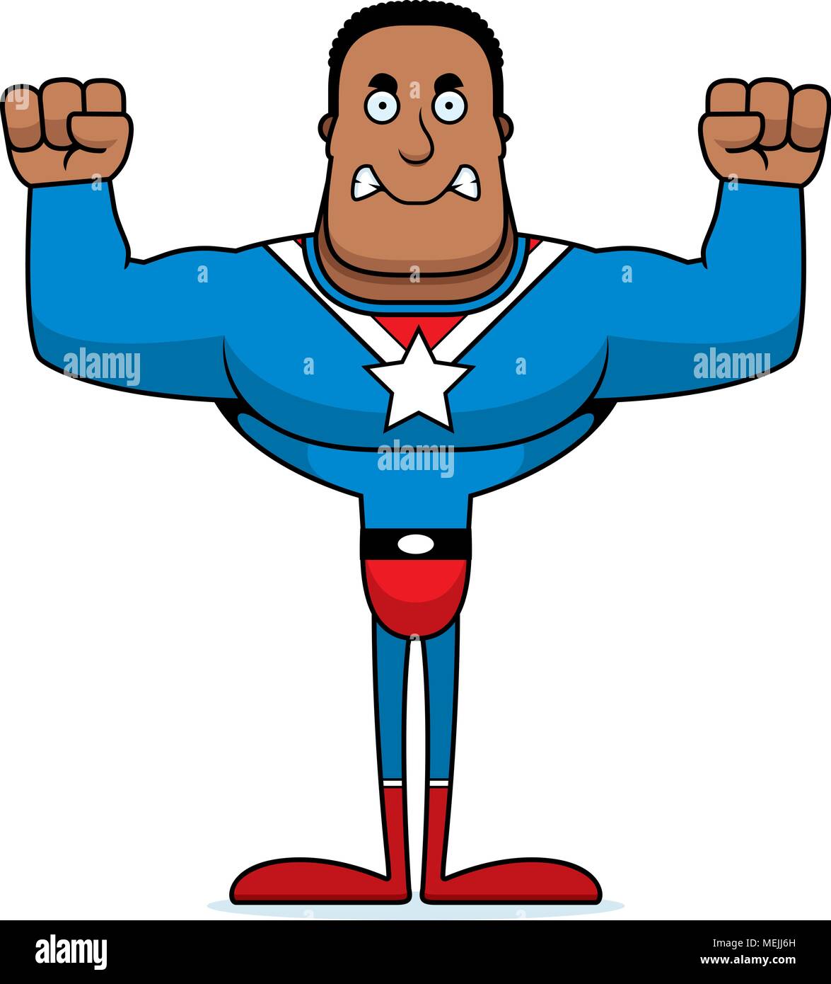 Cartoon illustration superhero looking angry hi-res stock photography ...