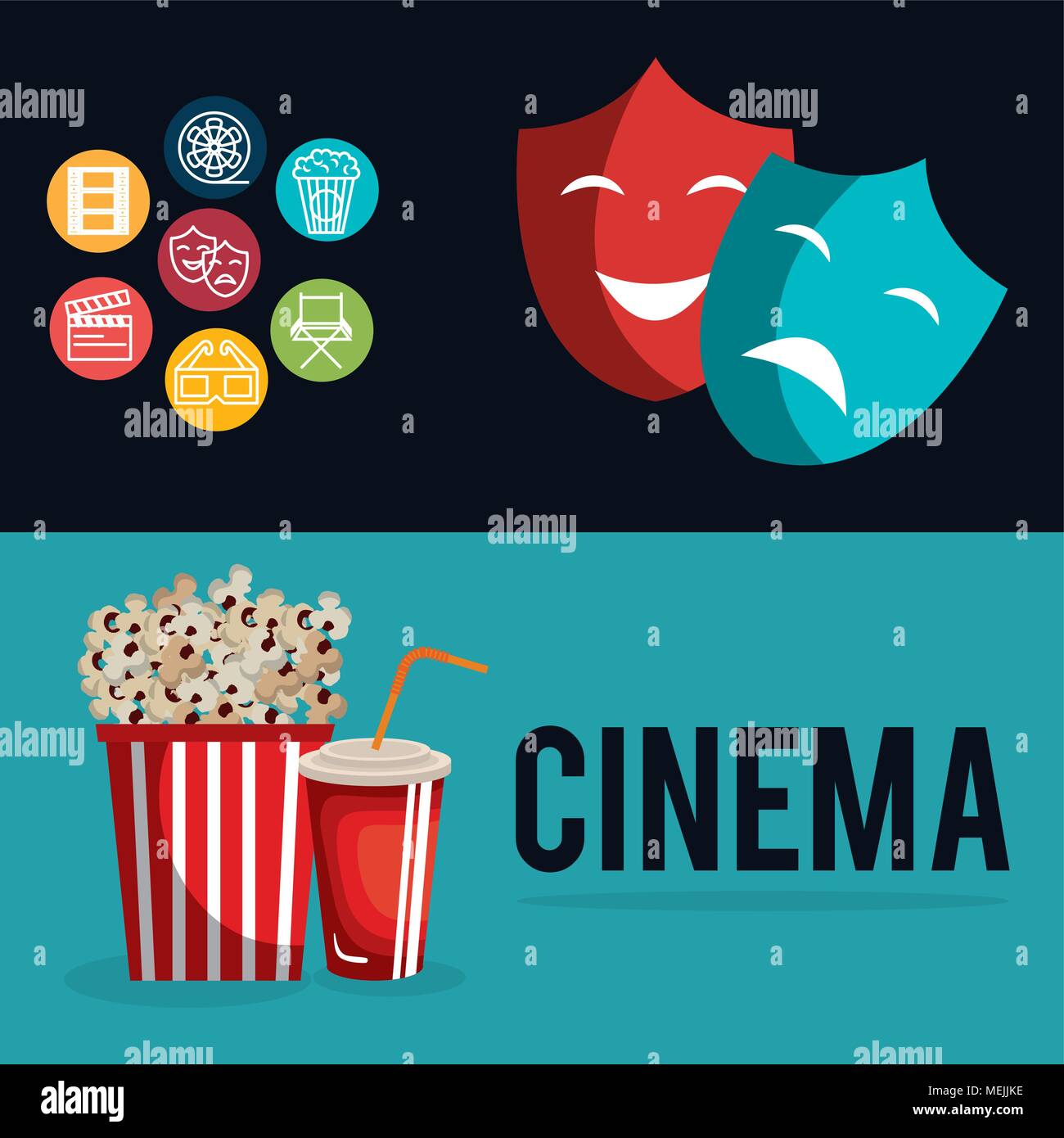 cinema entertainment set icons Stock Vector Image & Art - Alamy