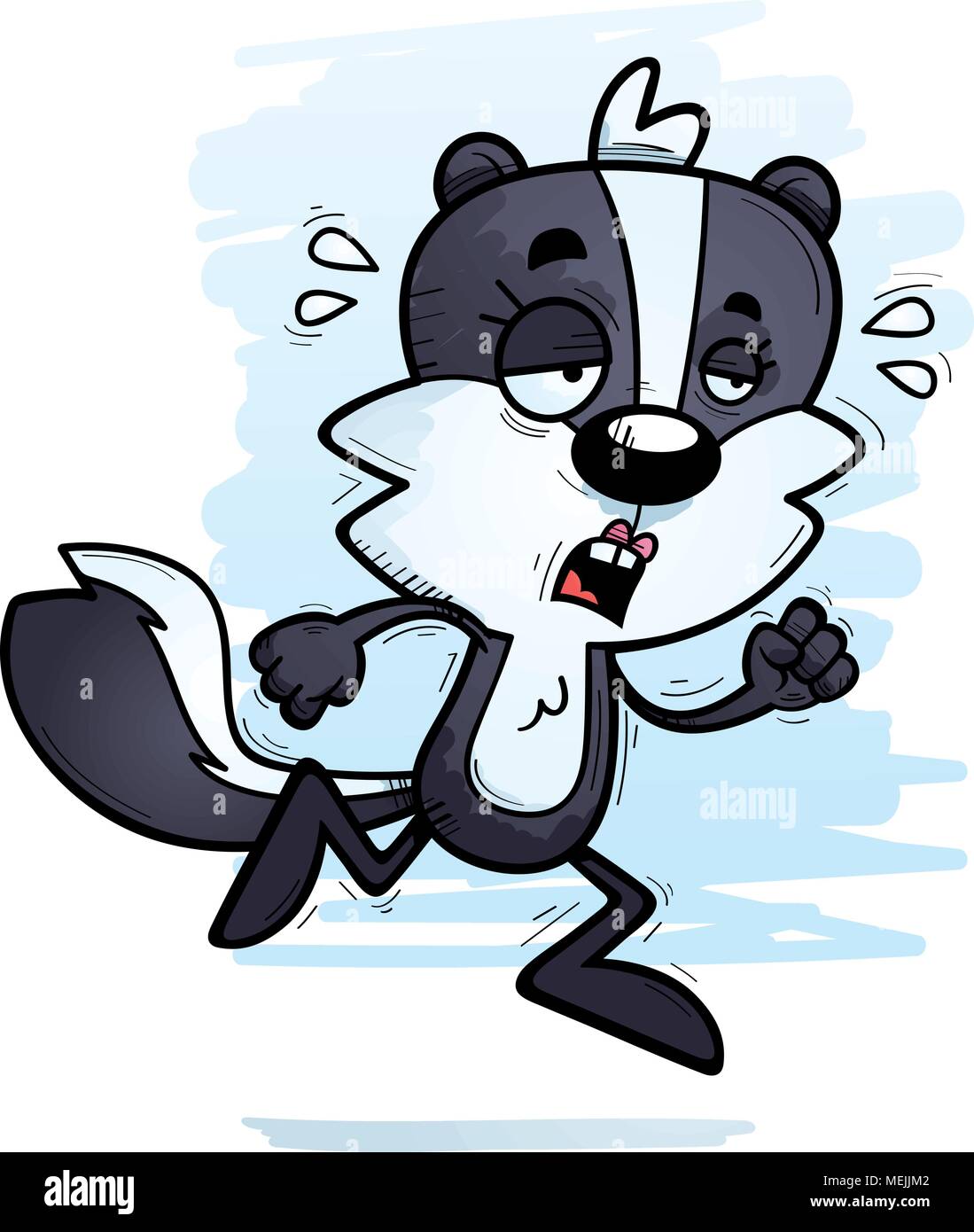 A cartoon illustration of a female skunk running and looking exhausted ...