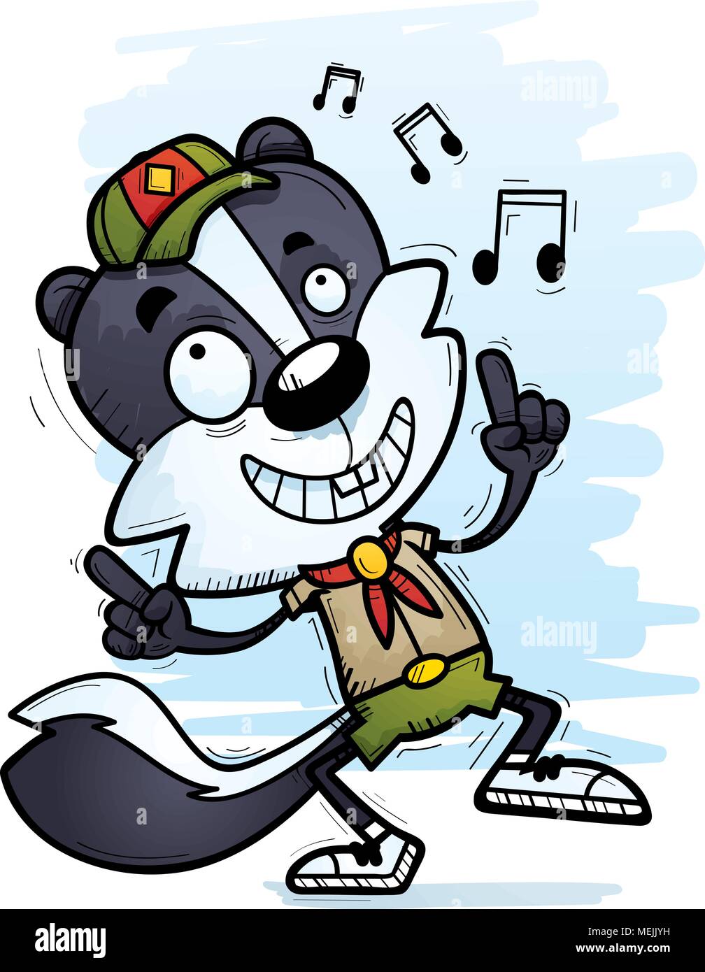 A cartoon illustration of a male skunk scout dancing Stock Vector Image ...