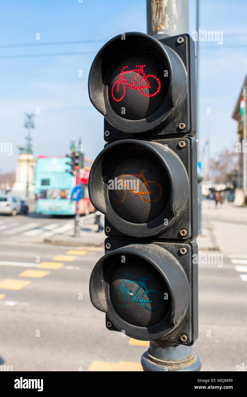 traffic light for a bicycle in Europe Stock Photo - Alamy