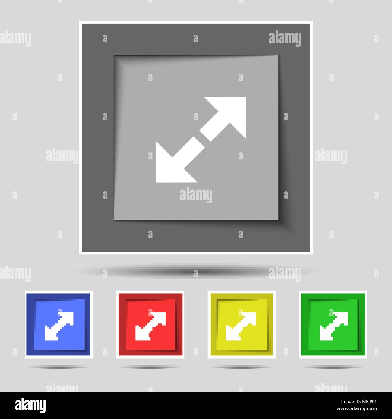 Full screen icon sign on original five colored buttons. Vector ...