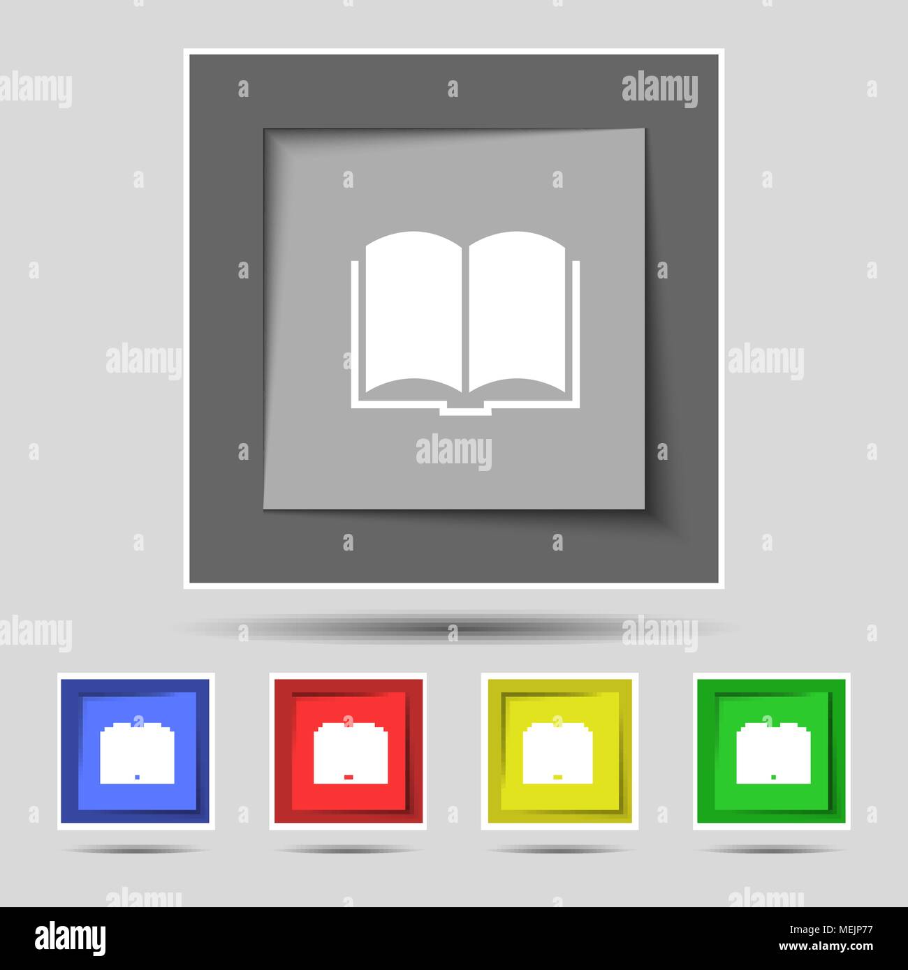 Book icon sign on original five colored buttons. Vector illustration ...