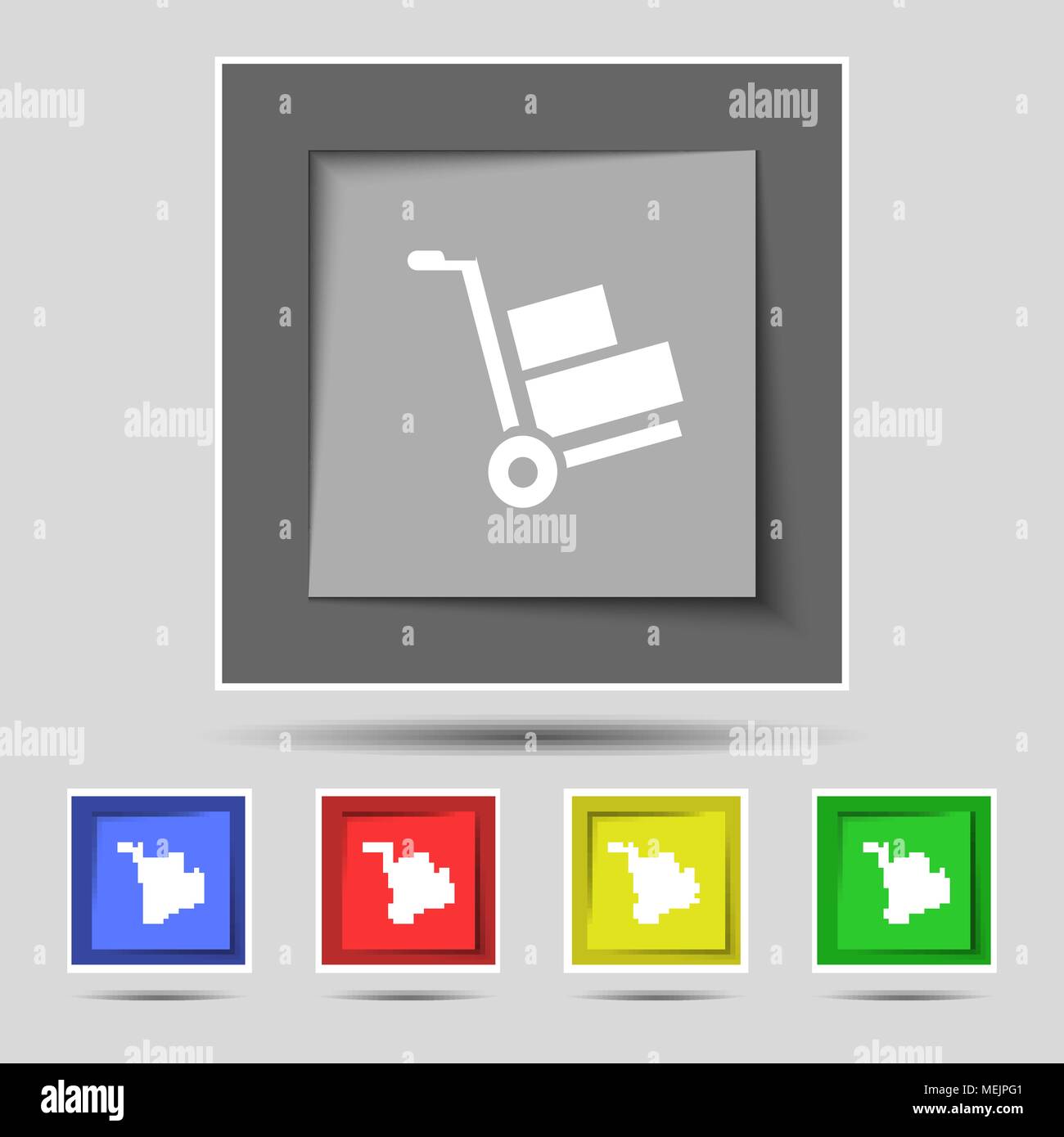 Loader icon sign on original five colored buttons. Vector illustration ...