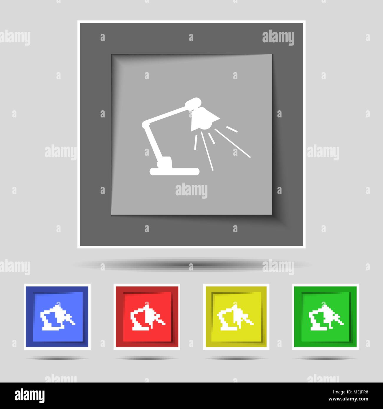 Reading-lamp icon sign on original five colored buttons. Vector ...