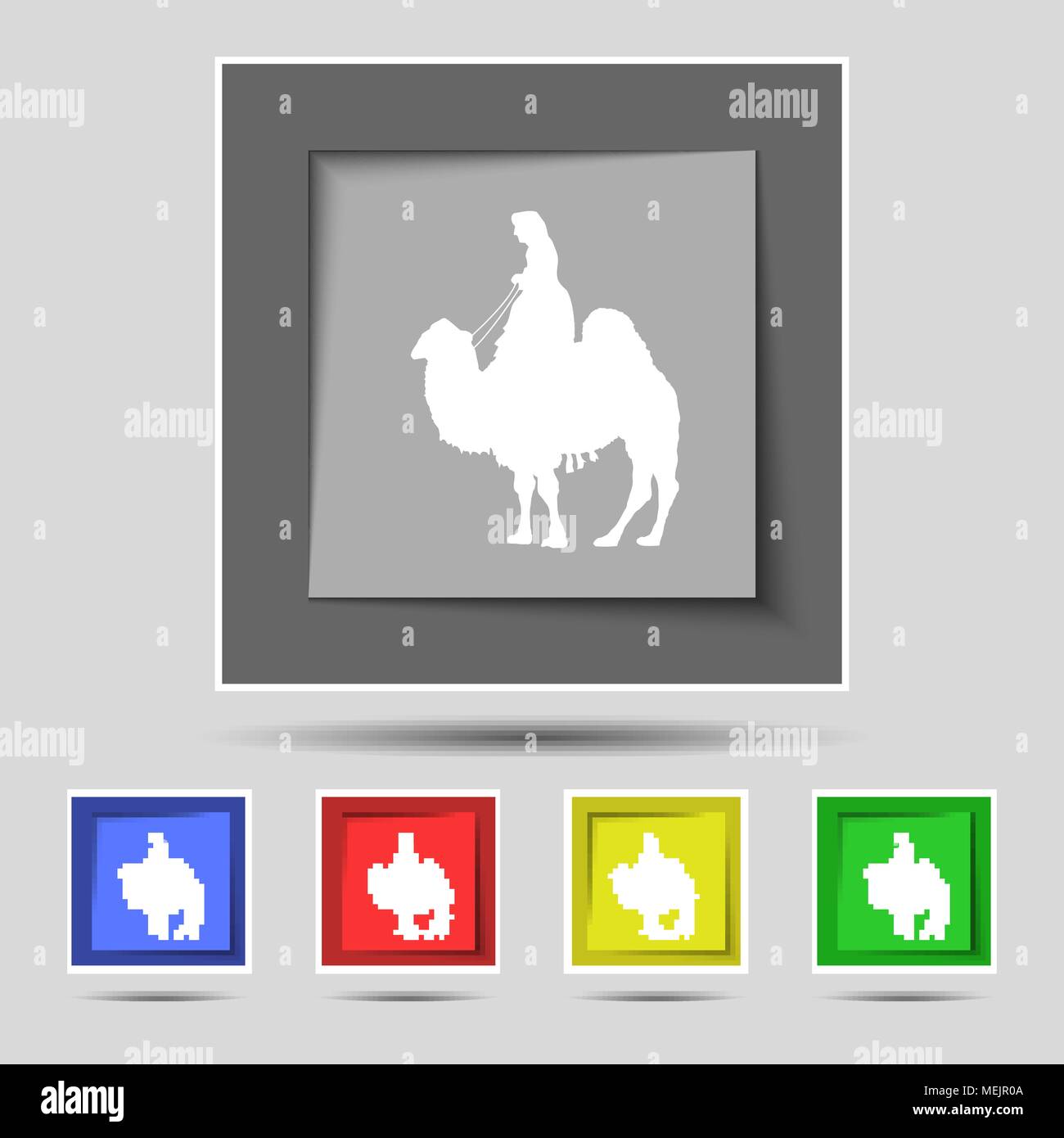 Camel icon sign on original five colored buttons. Vector illustration ...