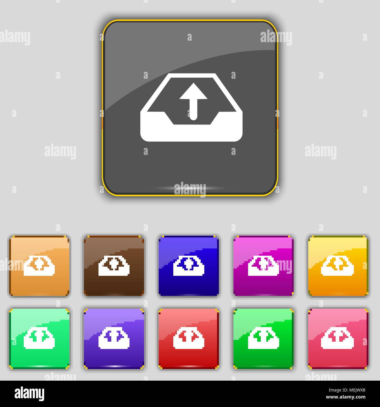 Backup icon sign. Set with eleven colored buttons for your site. Vector ...