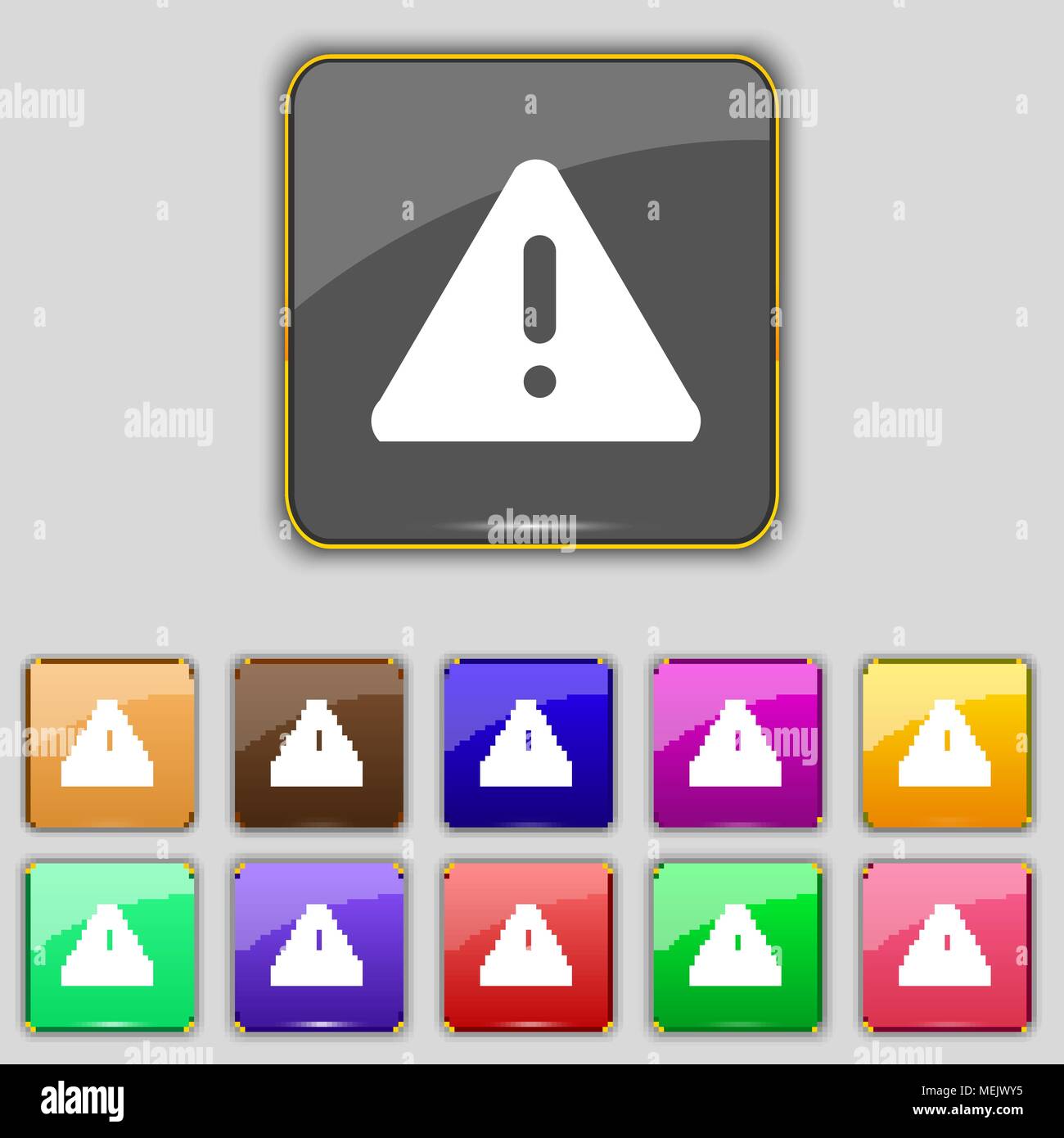 exclamation mark, Attention caution icon sign. Set with eleven colored ...