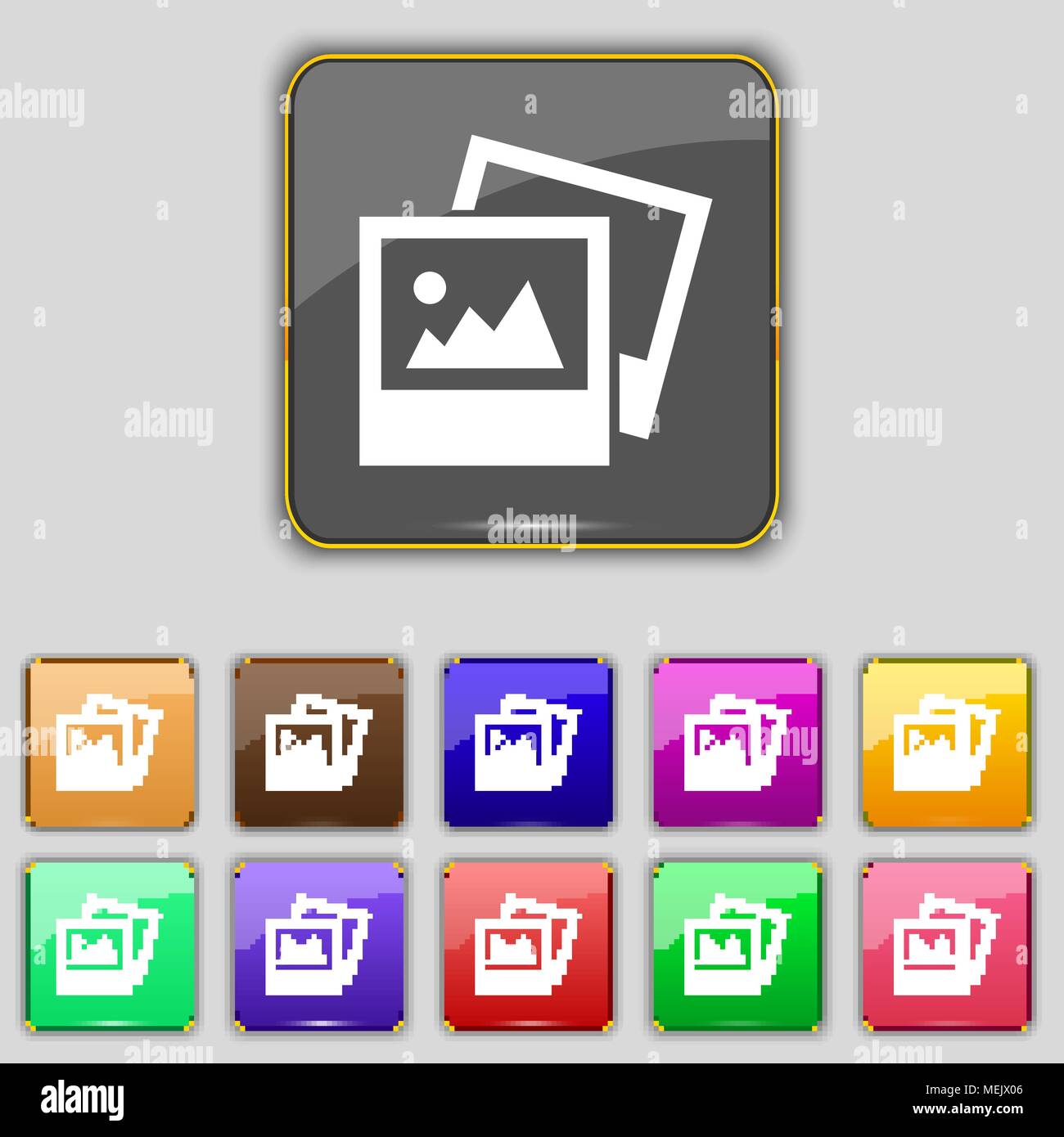 File JPG icon sign. Set with eleven colored buttons for your site. Vector illustration Stock ...