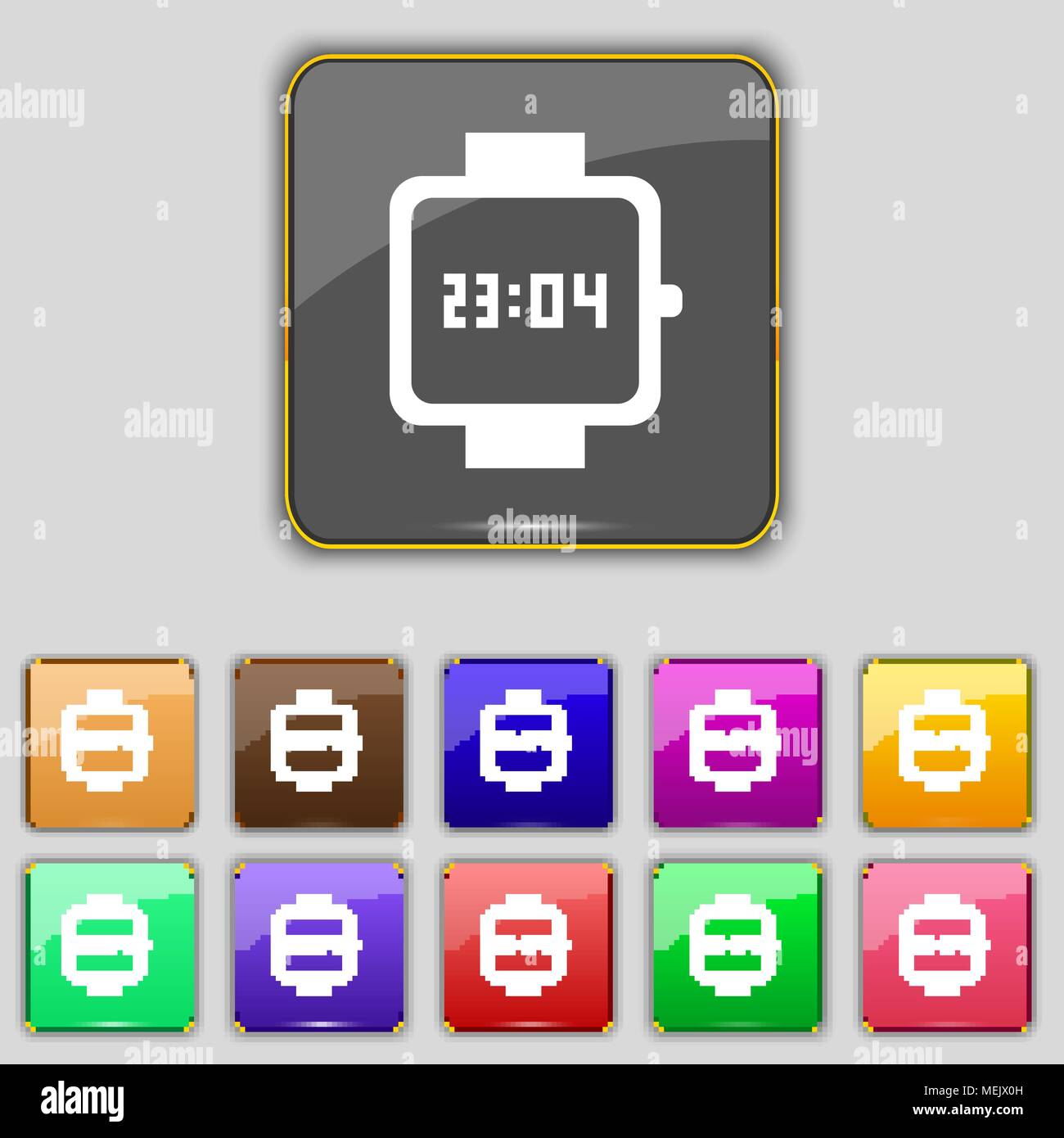 wristwatch icon sign. Set with eleven colored buttons for your site ...