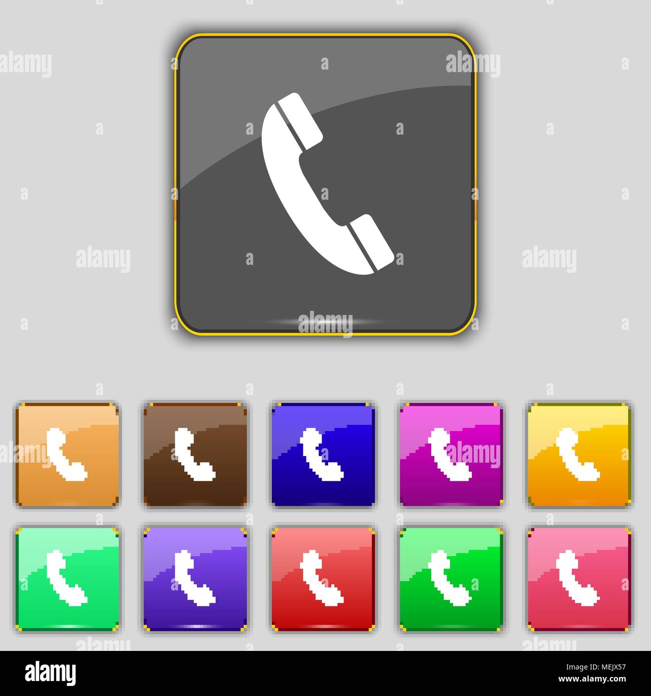 Call icon sign. Set with eleven colored buttons for your site. Vector ...