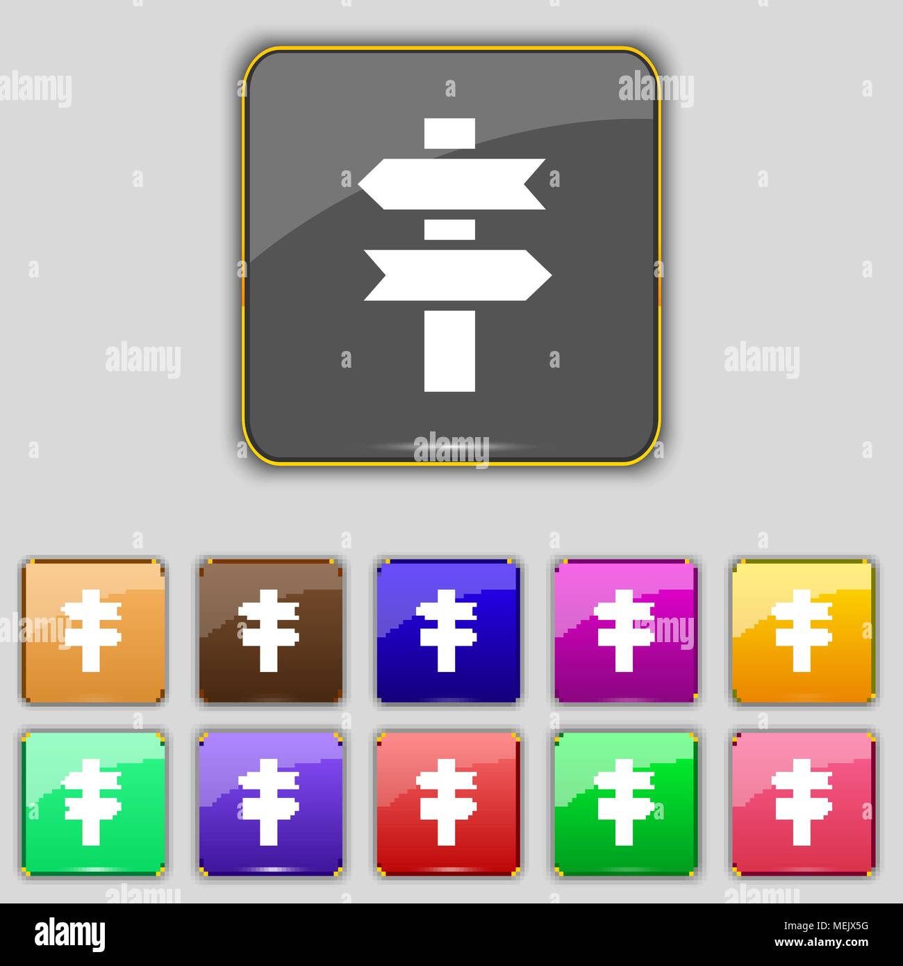 line directs icon sign. Set with eleven colored buttons for your site. Vector illustration Stock ...