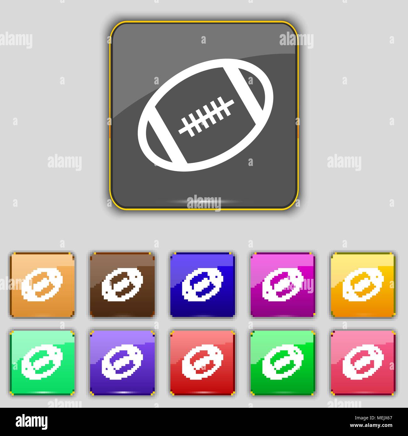 american football icon sign. Set with eleven colored buttons for your ...