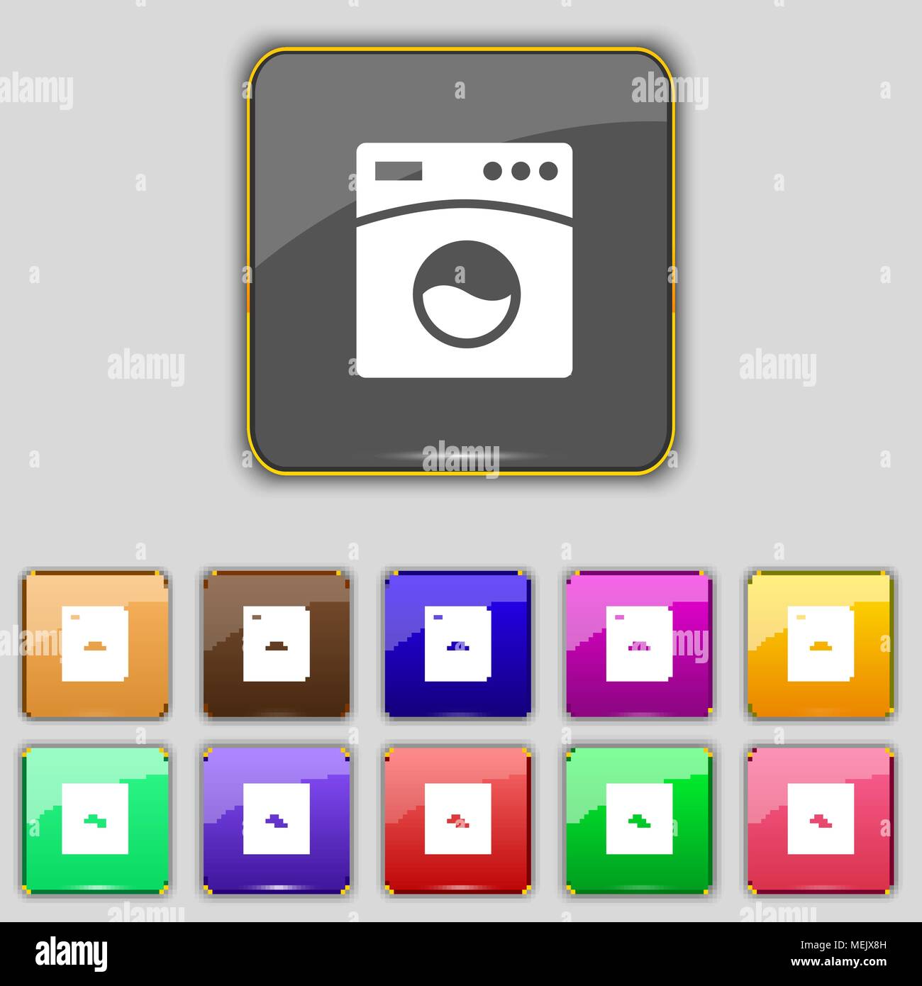 Washing machine icon sign. Set with eleven colored buttons for your ...