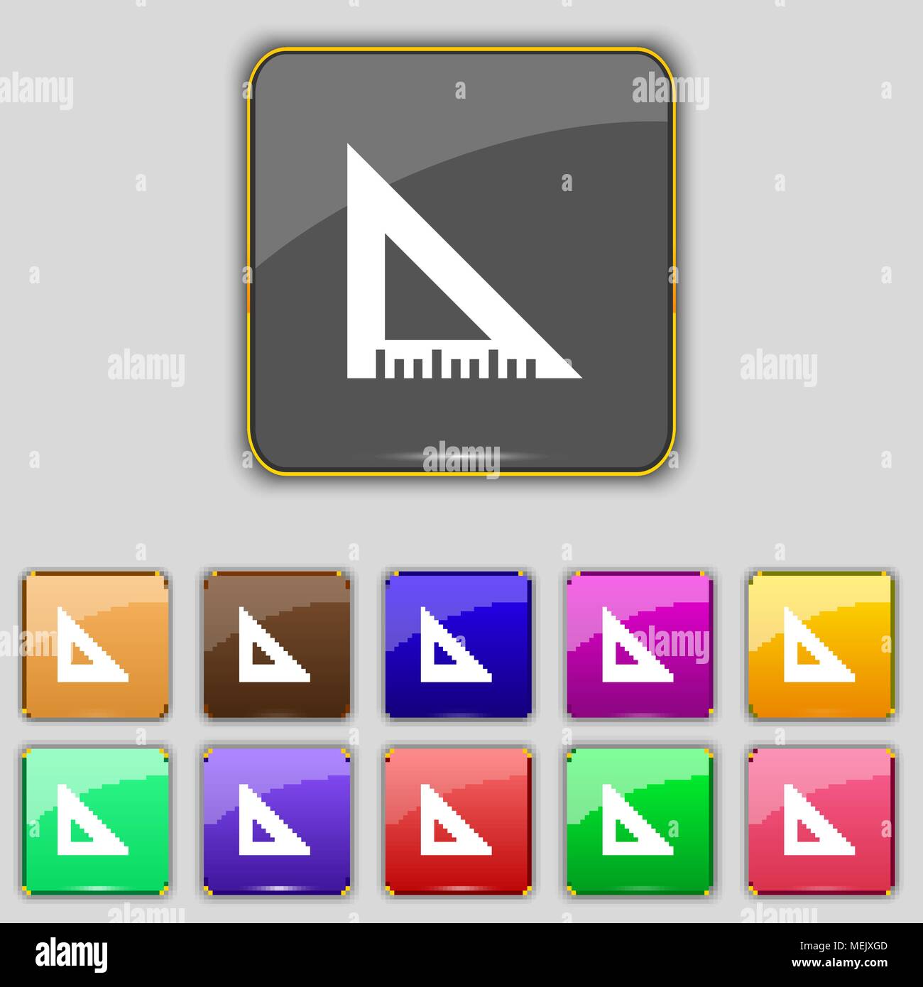 ruler icon sign. Set with eleven colored buttons for your site. Vector ...