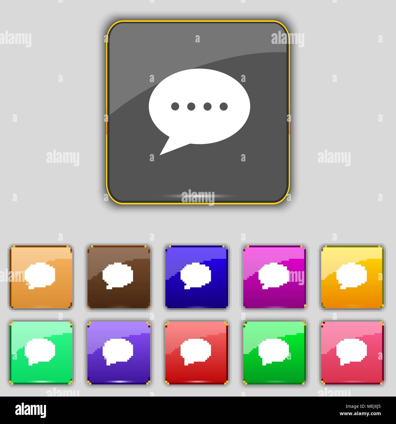 Speech bubbles icon sign. Set with eleven colored buttons for your site ...