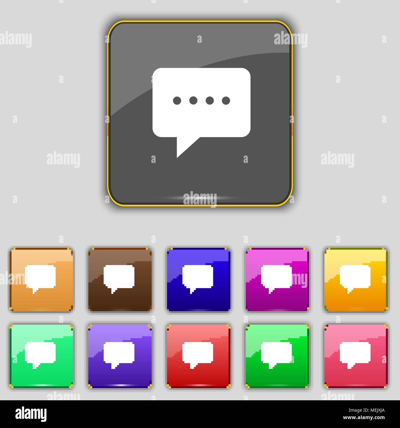 Speech bubbles icon sign. Set with eleven colored buttons for your site ...
