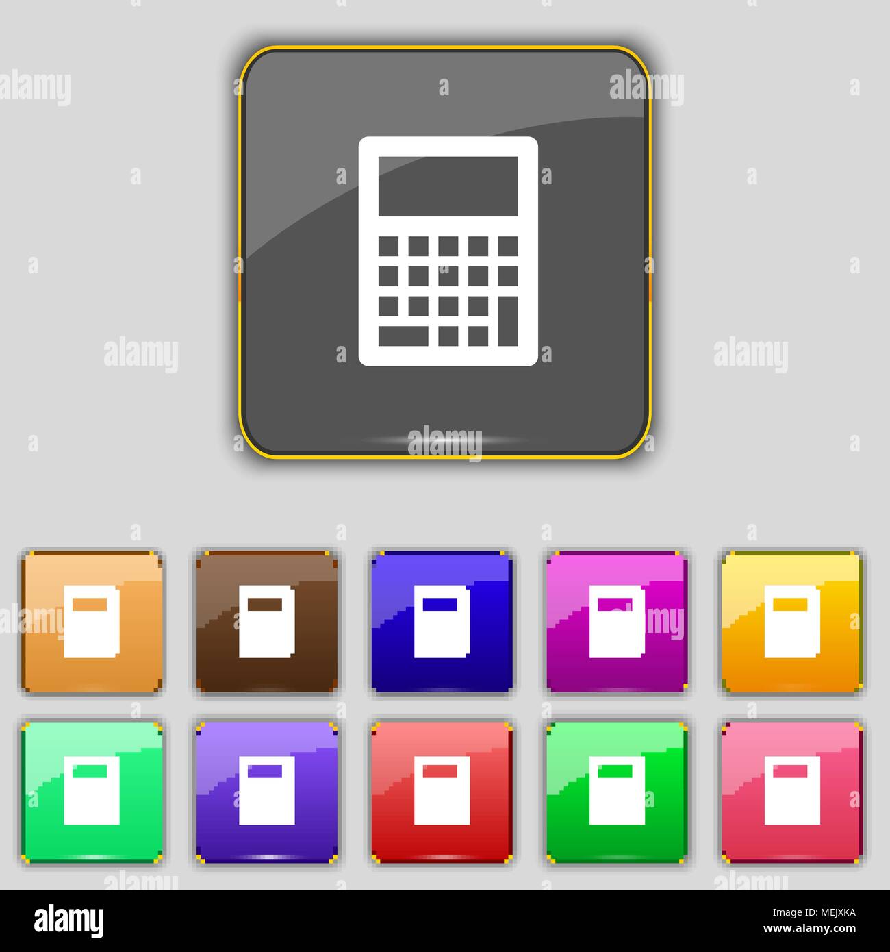 Calculator icon sign. Set with eleven colored buttons for your site ...