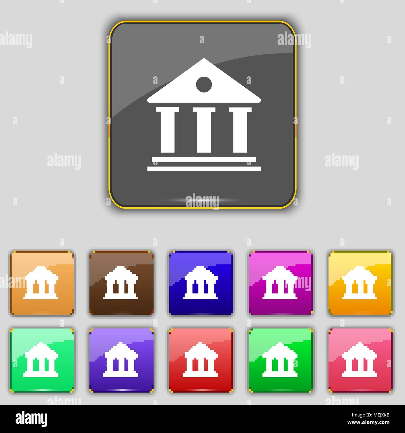 bank icon sign. Set with eleven colored buttons for your site. Vector ...