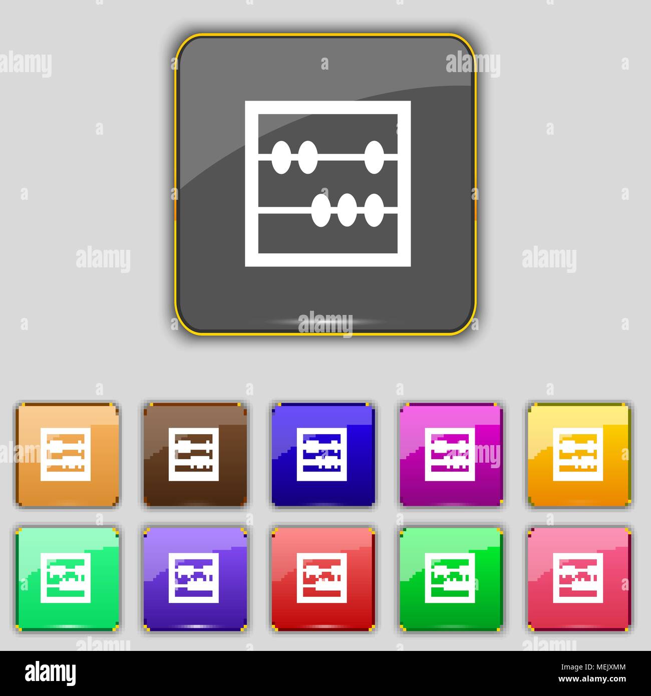Abacus icon sign. Set with eleven colored buttons for your site. Vector ...
