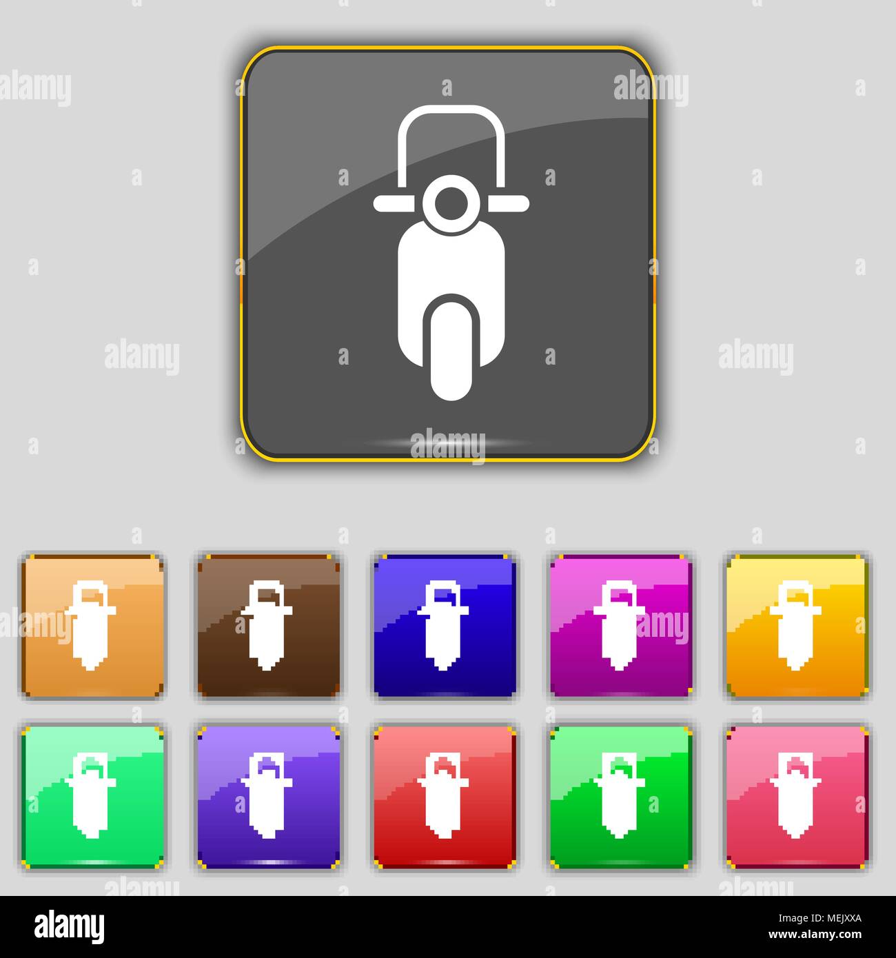 Scooter icon sign. Set with eleven colored buttons for your site ...