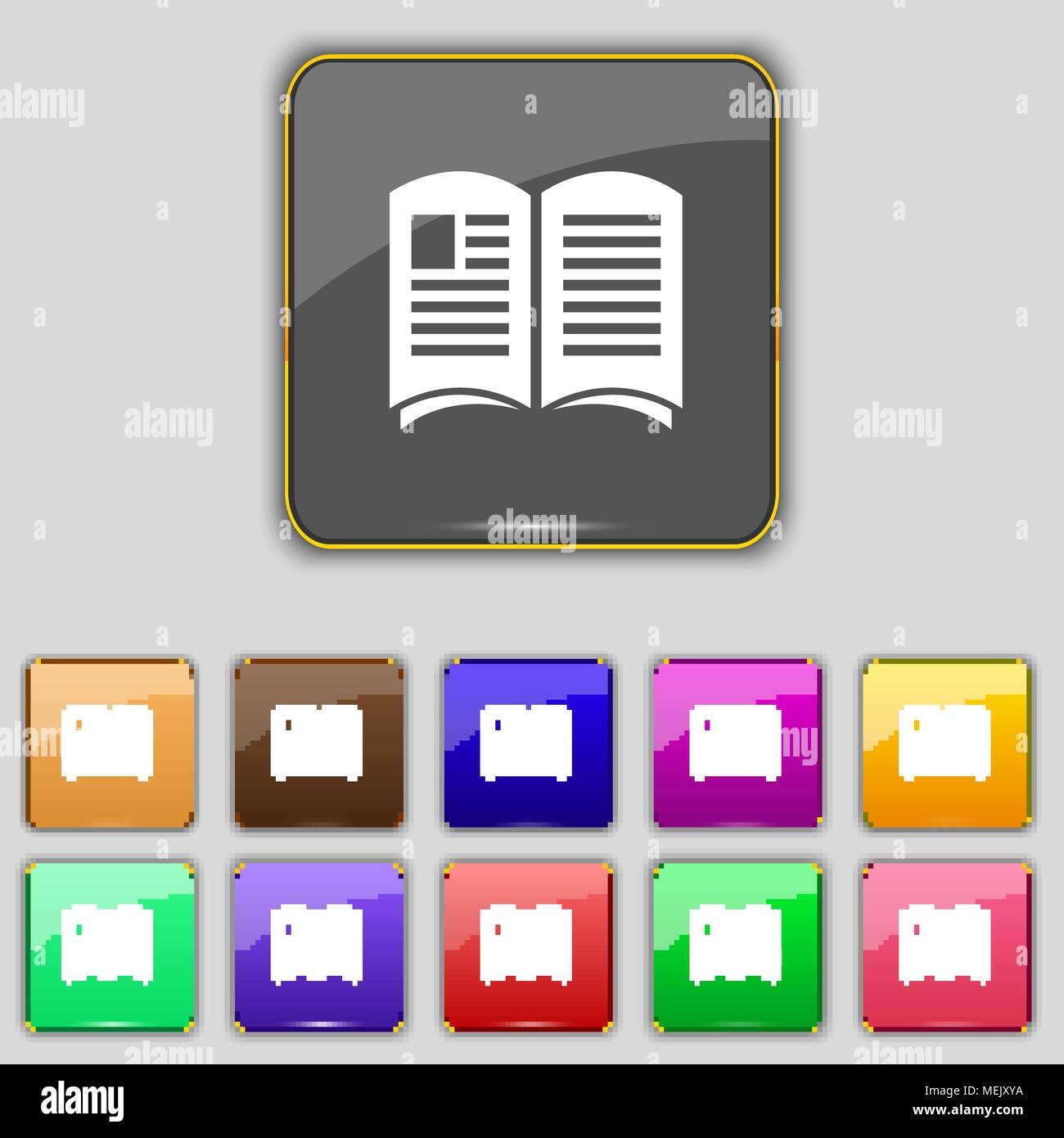 Newspaper icon sign. Set with eleven colored buttons for your site ...