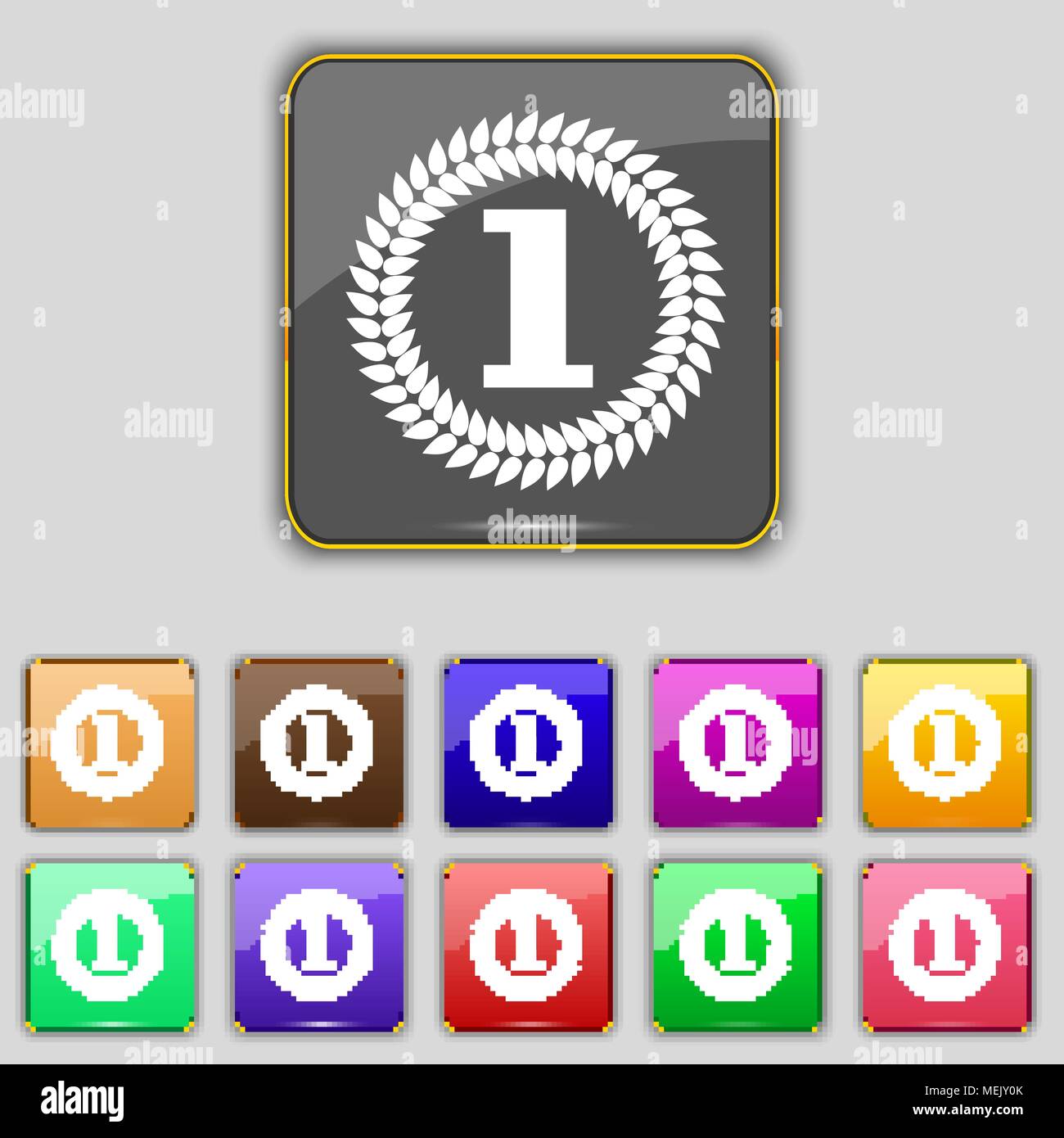 Medal, award, first icon sign. Set with eleven colored buttons for your ...