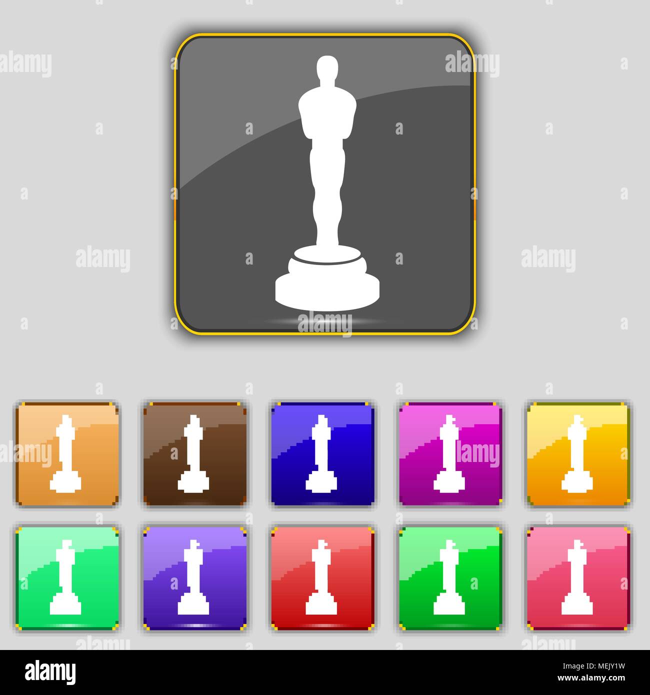 Oscar statuette icon sign. Set with eleven colored buttons for your ...