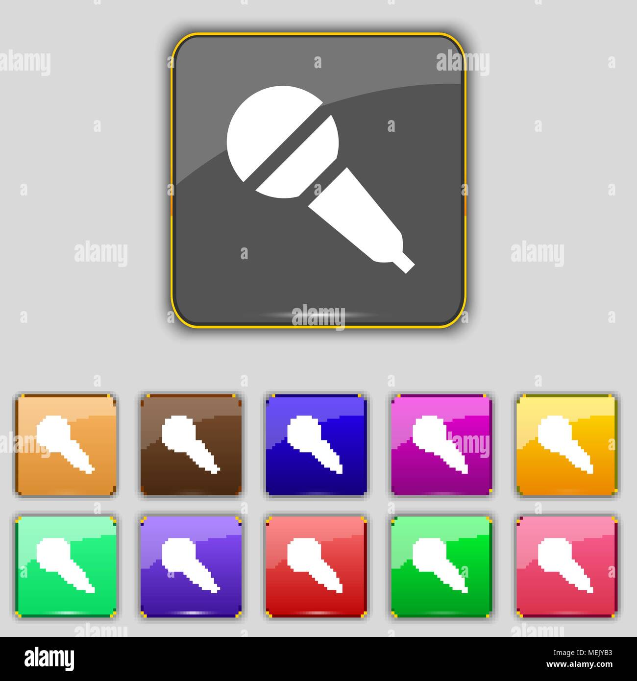 Microphone icon sign. Set with eleven colored buttons for your site ...