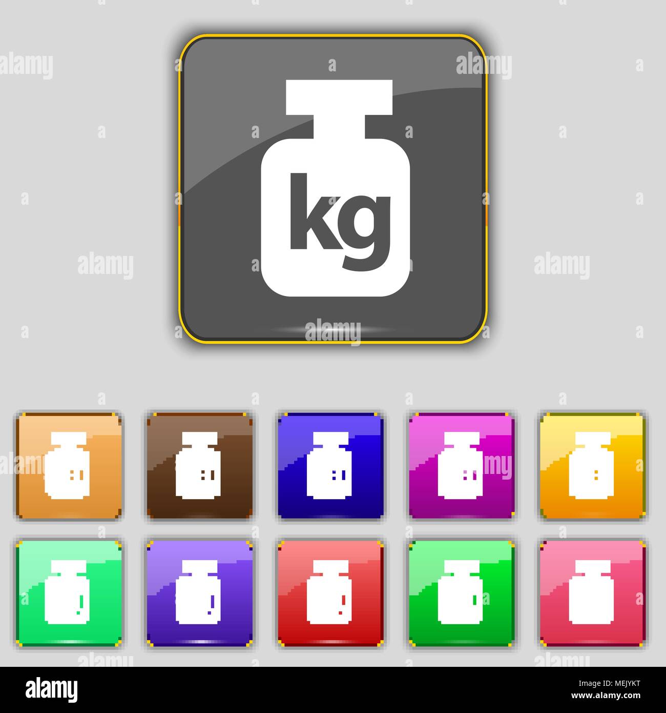 Weight icon sign. Set with eleven colored buttons for your site. Vector ...